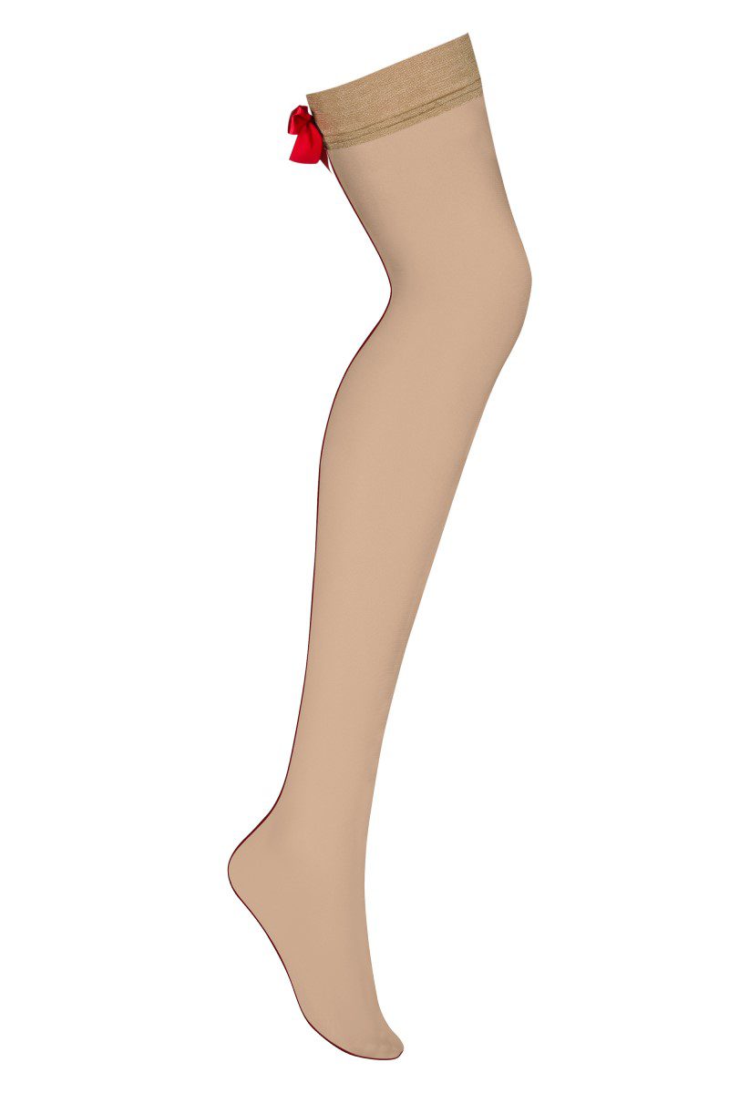 Calze autoreggenti con riga rossa dietro e fiocco 15 den S808 | Milena ...